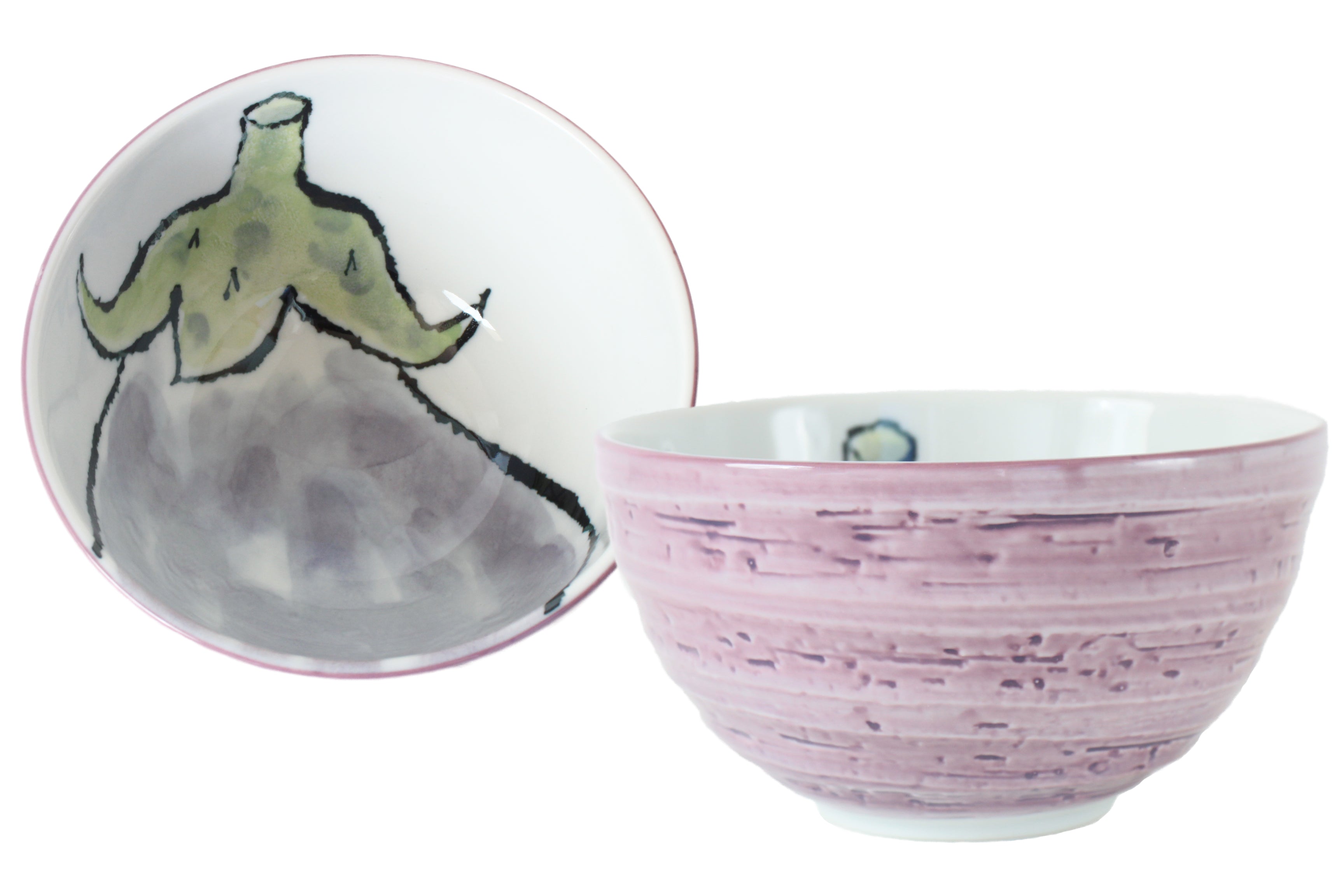 Mino ware Japanese Ceramics 5.1in Large Rice Bowl Donburi Eggplant Mad ...