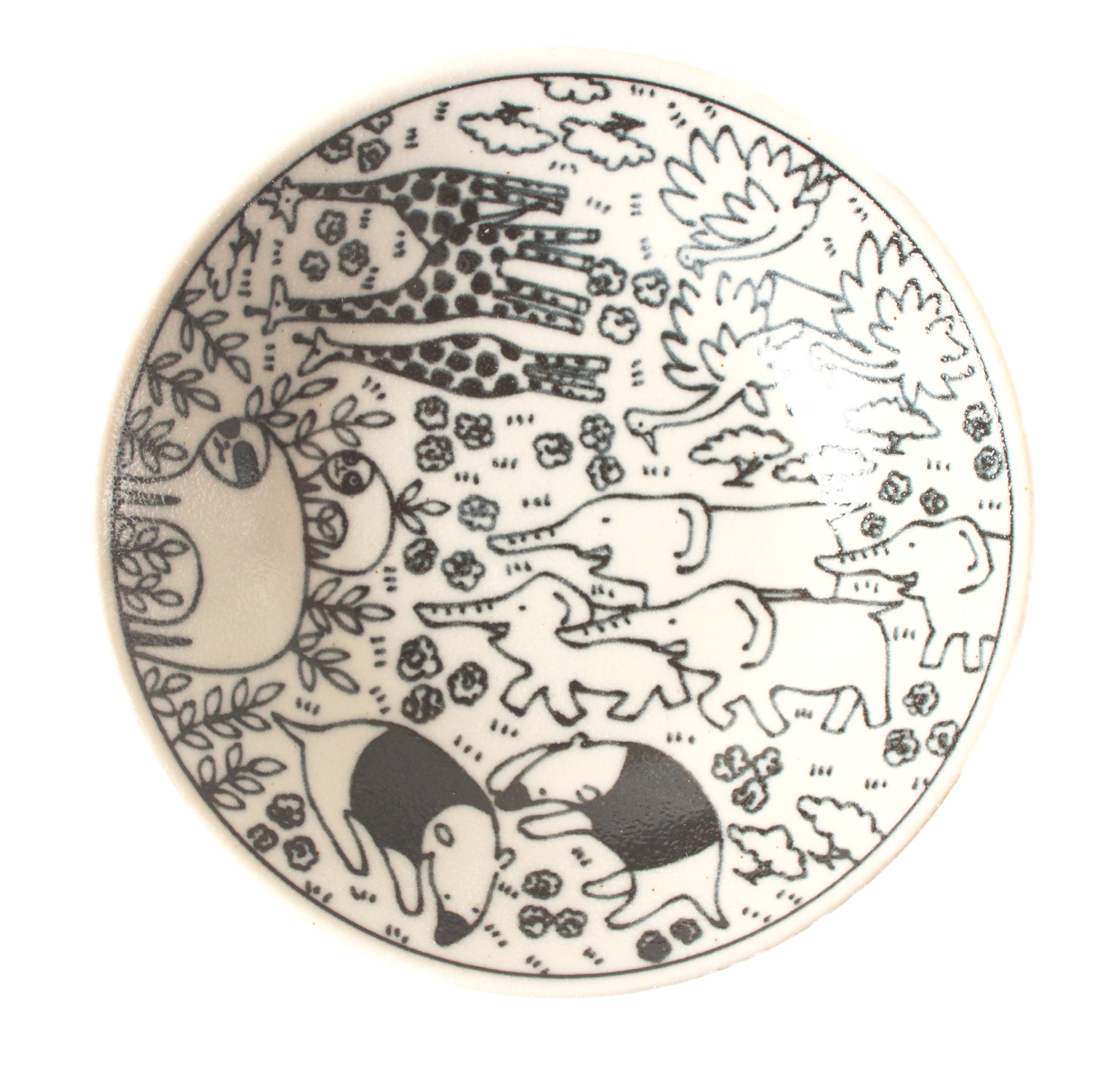 Mino ware Japan Ceramics 5.4inch Round Deep Plate Wild Animals made in ...