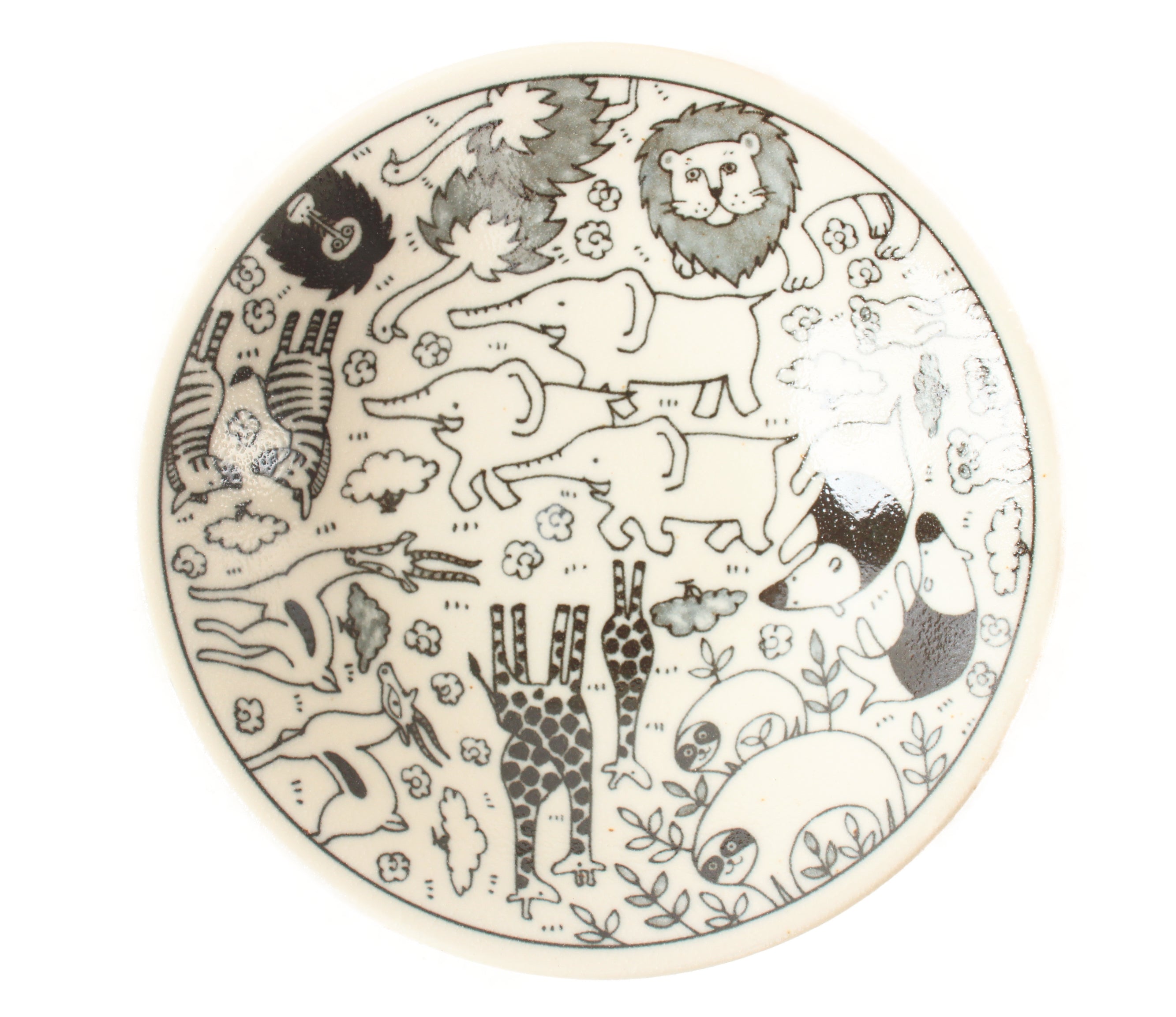 Mino ware Japan Ceramics 6.6inch Round Deep Plate Wild Animals made in ...