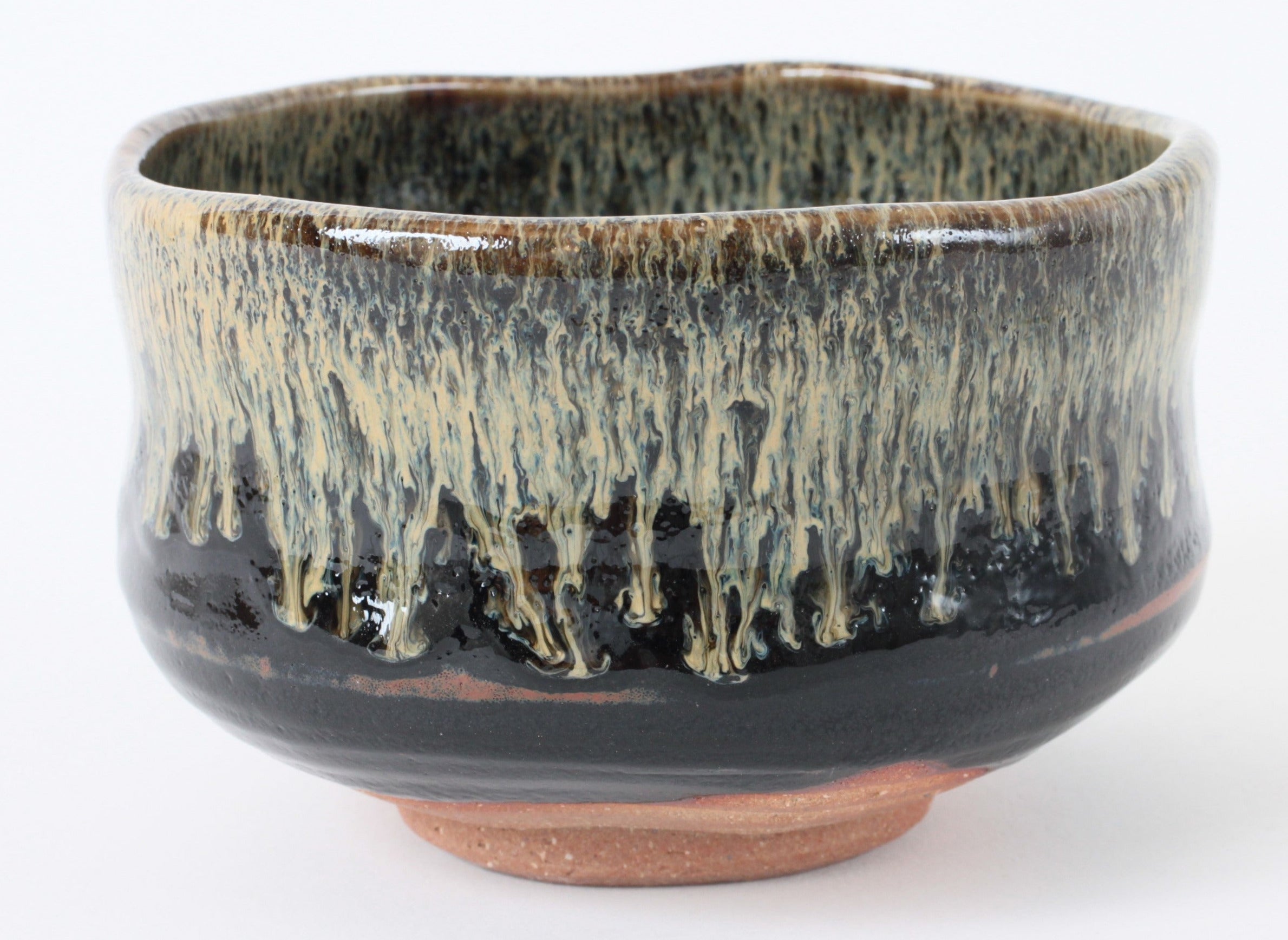 Mino ware Japanese Pottery Tea Ceremony Matcha Bowl Tenmoku Gold Pouri ...