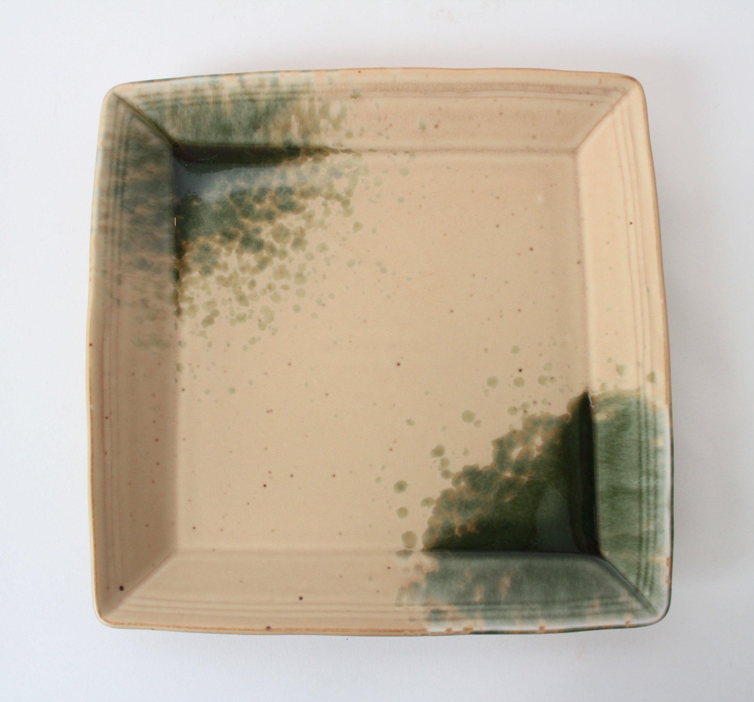 Mino ware Japanese Ceramics Square Plate (8.7 inch) Matte Beige With G ...