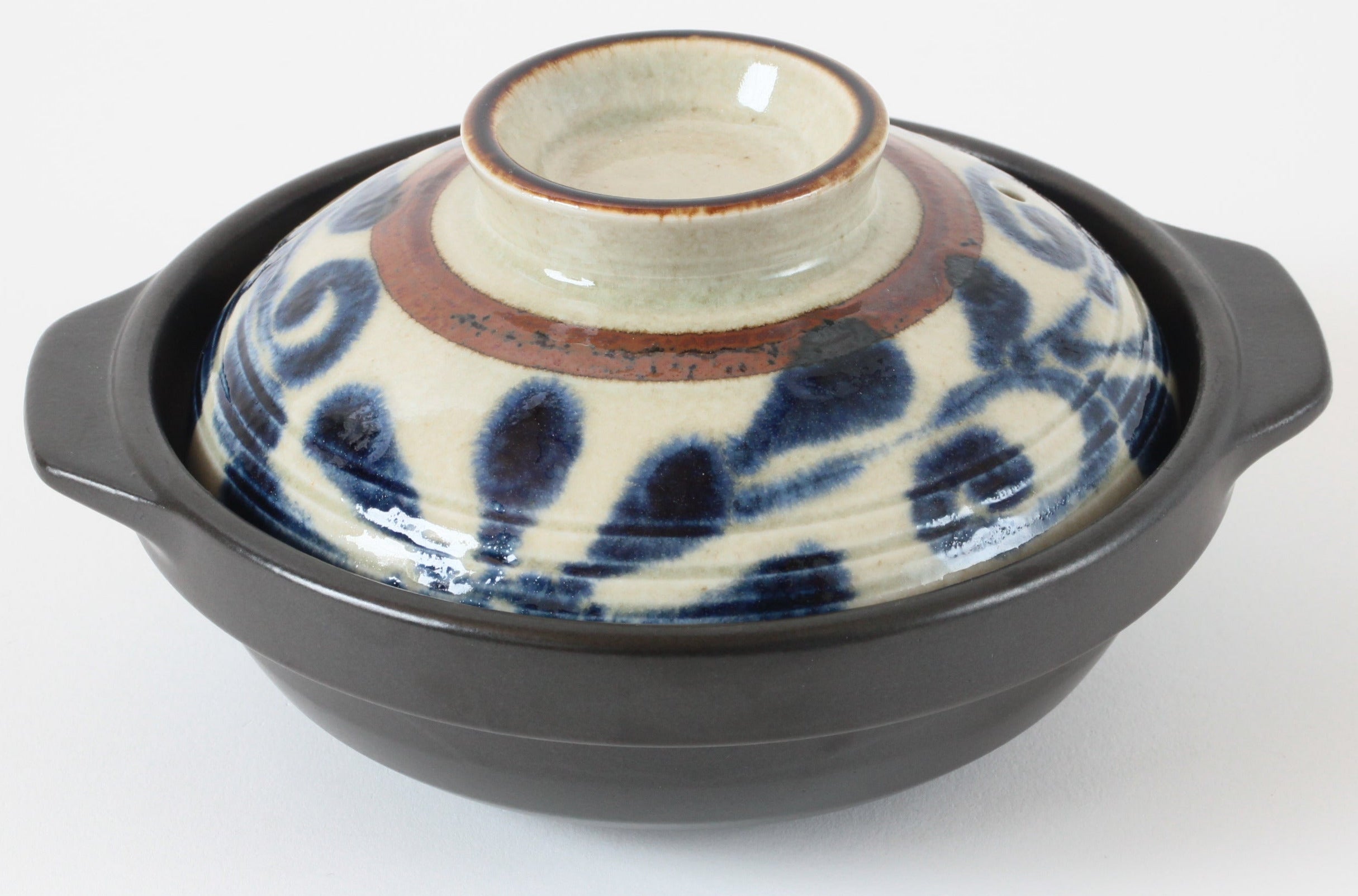 Mino ware Japanese Pottery Clay Pot Donabe (6.3inch) Karakusa Blue Lid ...