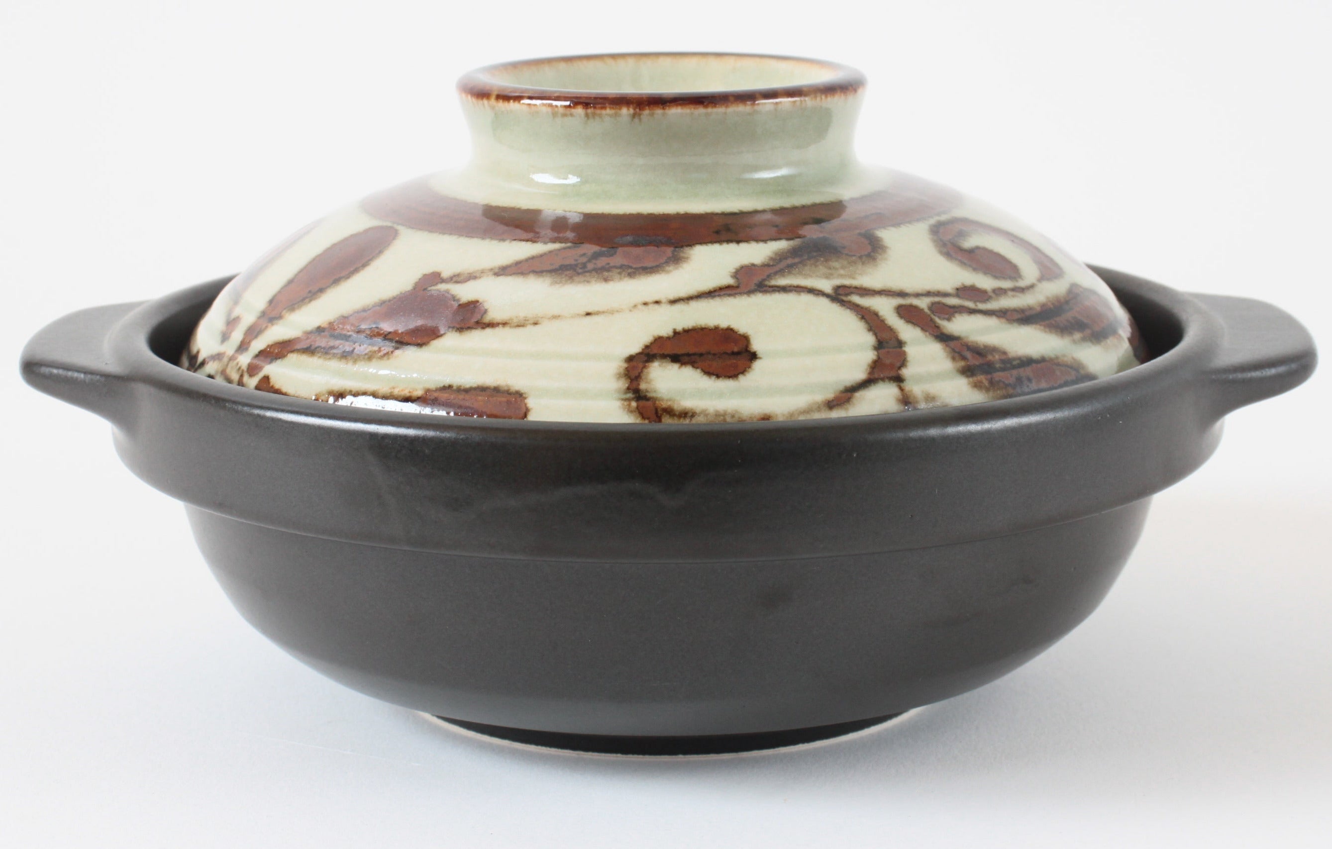 Mino ware Japanese Pottery Clay Pot Donabe (Small) Karakusa Brown Lid ...