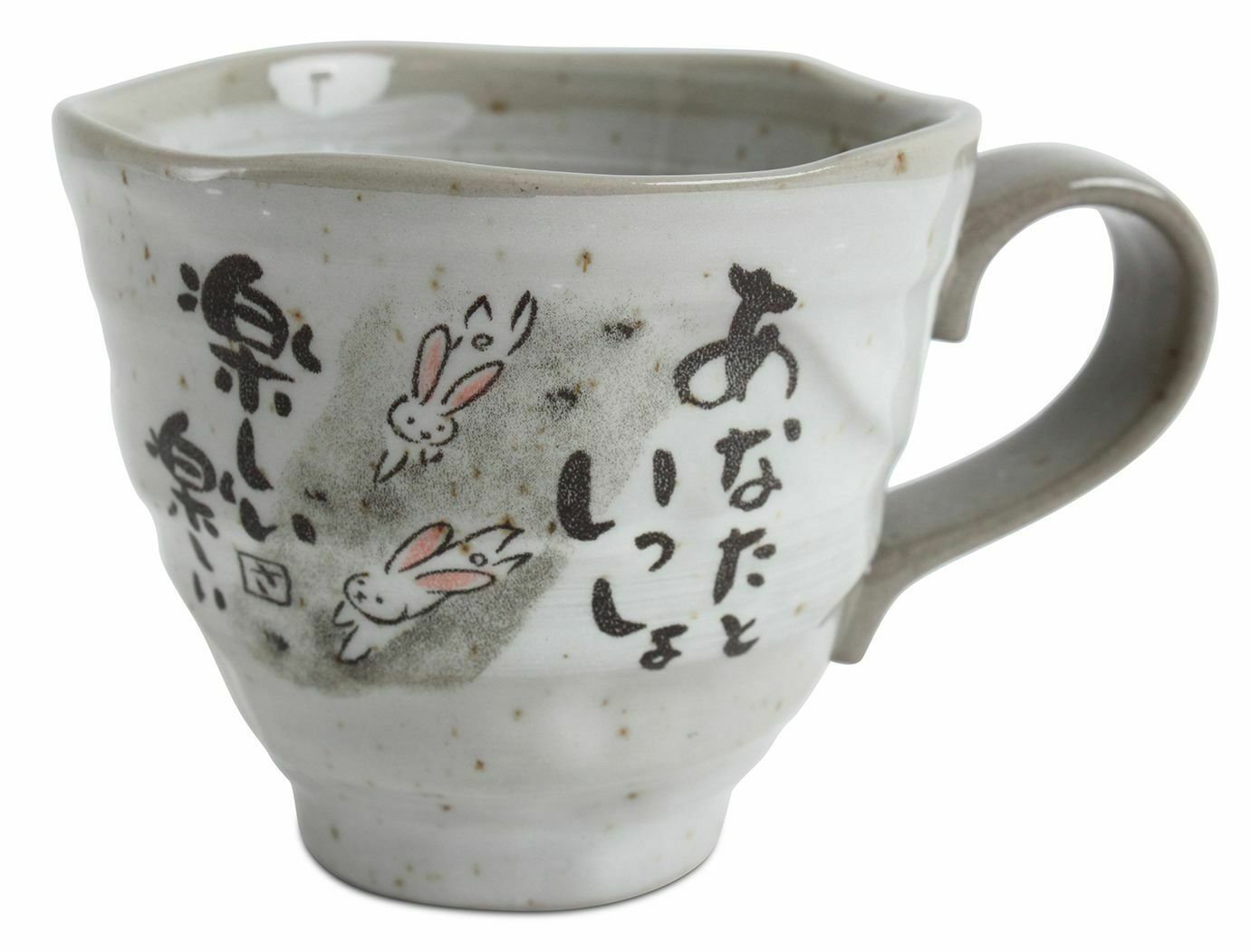 Mino ware Japanese Pottery Mug Cup Running Rabbits Gray Sanaegama made ...