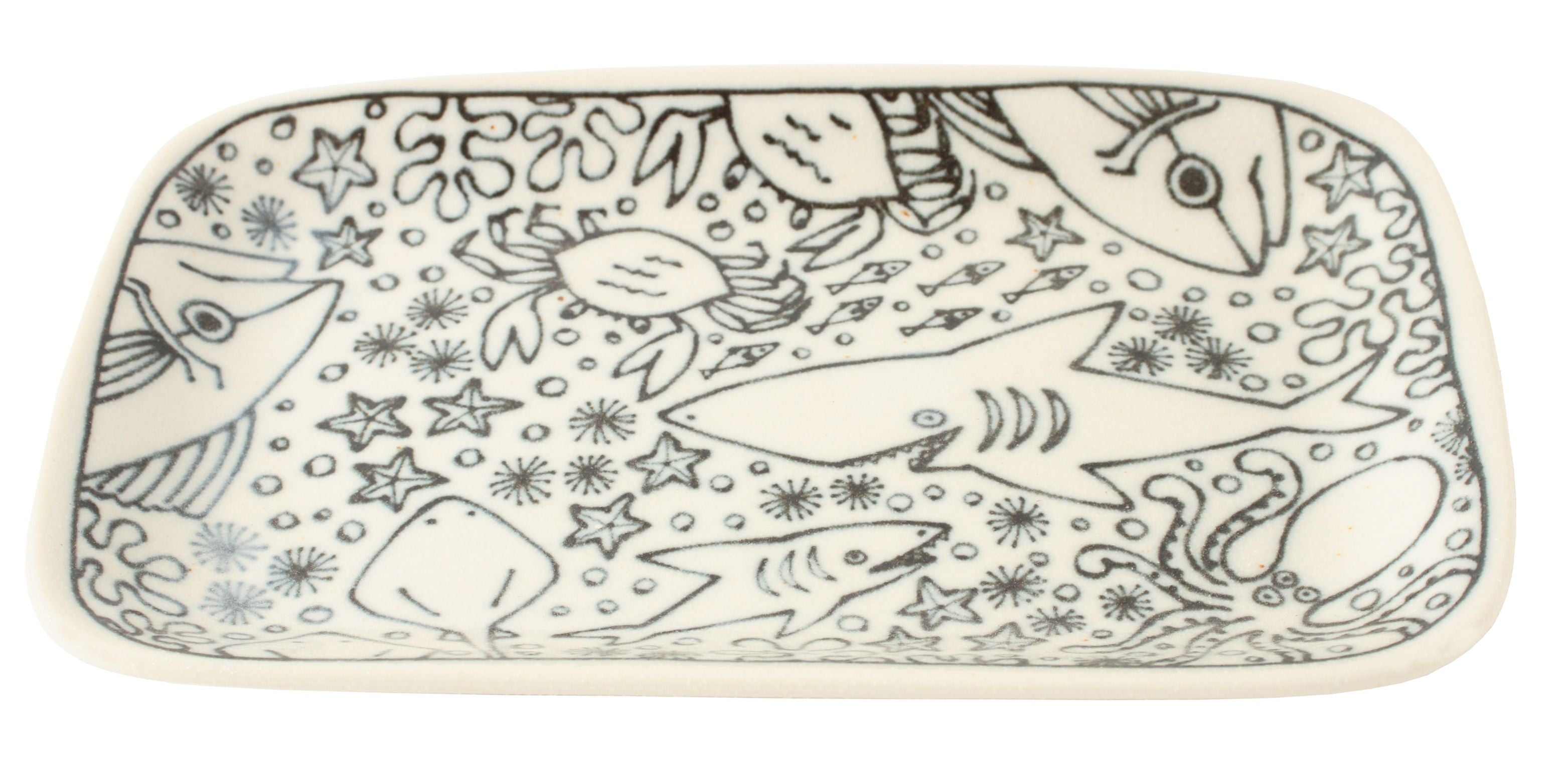 Mino ware Japan Ceramics Square Plate Sea Creatures made in Japan ...